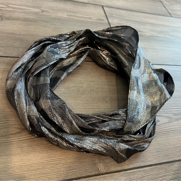 Coach | Accessories | Coach Metallic Silver Silk Scarf | Poshmark